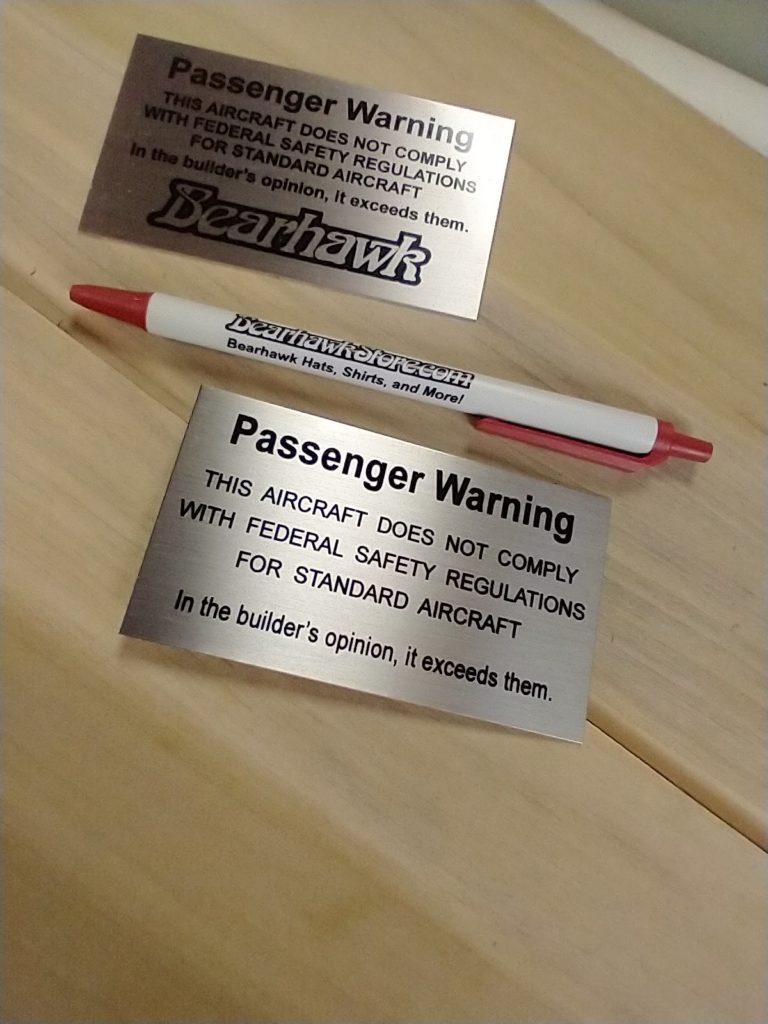 Passenger Warning Placard – Bearhawkstore.com